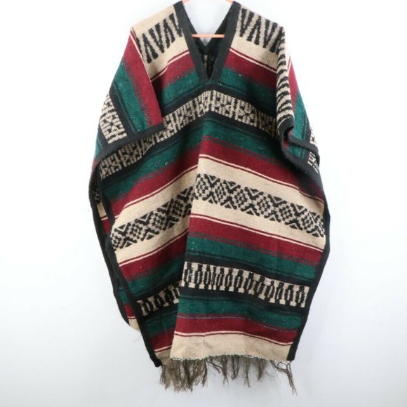 Vintage | Jackets & Coats | Vtg Streetwear Multicolor Fringed Drug Rug ...